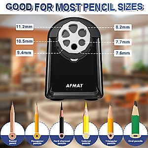 AFMAT Heavy Duty Electric Pencil Sharpener for Classroom, 6 Holes, Electric Pencil Sharpeners for Home, Pencil Sharpener Plug in for 6-11mm Pencils, Auto Stop, Super Fast, Save Pencils, Black