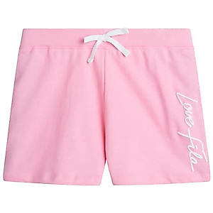 Fila Girls' Active Shorts - 2 Pack French Terry Sweat Shorts - Gym Running Performance Athletic Shorts (7-16), Size 7-8, Light Pink/Light Grey