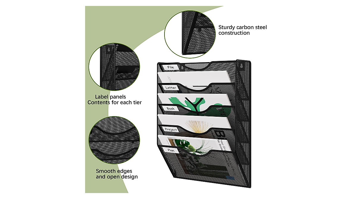 EasyPAG 5 Pockets Mesh Wall File Holder for Office & Home