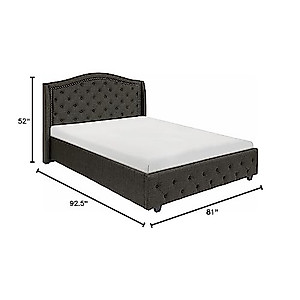 Lexicon Morris Upholstered Panel Bed, Cal King, Charcoal