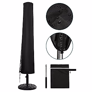 Patio Umbrella Cover, Aucovely Waterproof Market Parasol Covers with Zipper for 7ft to 11ft Outdoor Umbrellas Large, Black 210D