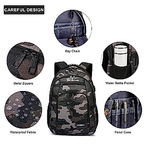 Liokesa Laptop Backpack for Men, Large School Backpack for Teens, Business Slim Laptop Backpack with USB Charging Port, 15.6 Inch Anti Theft Water Resistant College Bookbag Computer Bag Daypack, Camo