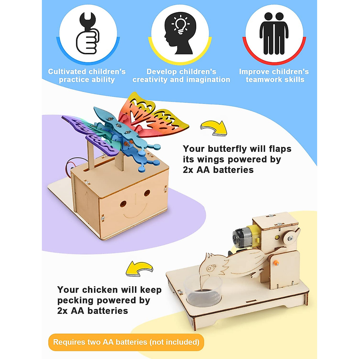 Poraxy 5 Set STEM Kits for Kids Ages 8-10, Toys for Ages 8-13, 3D Wooden Puzzles, Educational Engineering Arts Crafts Science Building Kits, Gifts for Boys and Girls 7 8 9 10 11 12 13 Year Old