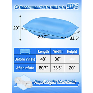 84" x 36" Patio Furniture Cover Airbag - No Leakage, with Rope to Fix, Reusable Weather Resistant Picnic Table Airbag Patio Table Cover Support for Outdoor Patio Furniture, Rectangular