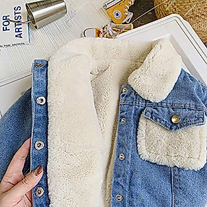 Moru Infant Baby Toddler Girl Boy Winter Casual Thick Fleece Lined Denim Jacket Warm Jean Coat Outwear (Blue, 3T)