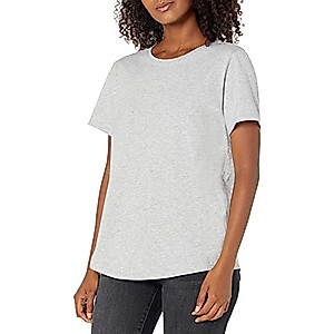 Amazon Essentials Women's Classic-Fit 100% Cotton Short-Sleeve Crewneck T-Shirt (Available in Plus Size), Pack of 2, Charcoal Heather/Light Grey Heather, Small
