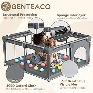 GENTEACO Baby Playpen, 50x50inch Large Play Pen for Babies and Toddlers, Baby Fence Play Yard, Safety Kids Playpin Indoor&Outdoor