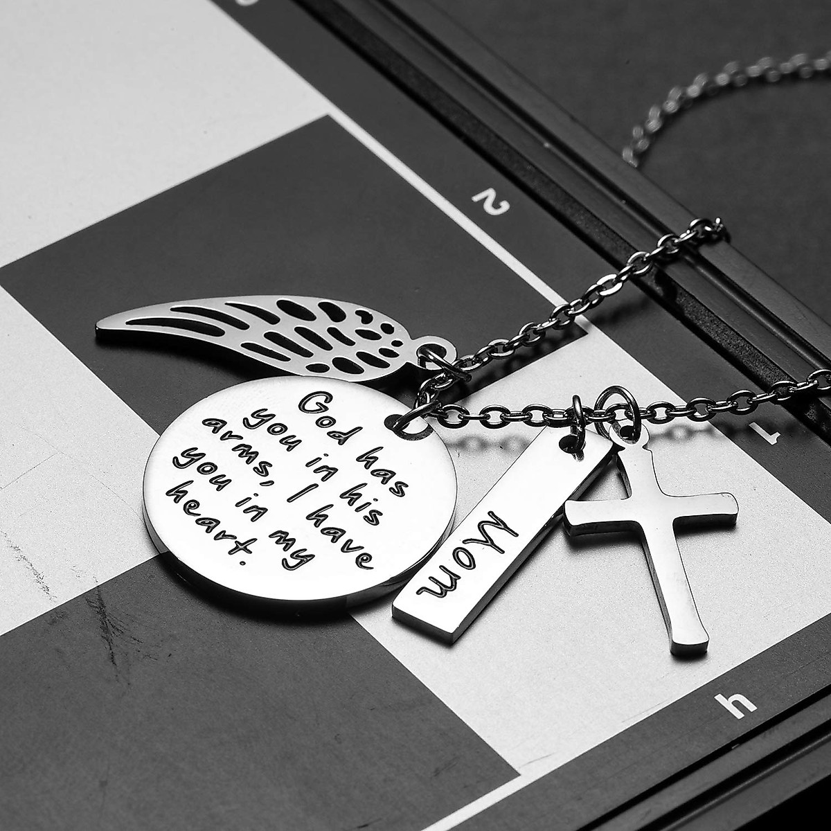 JoycuFF Memorial Gifts for Loss of Mom Necklace In Memory Sympathy Gifts for Daughter Loss of Mum Mama Mother Mom Mommy Remembrance Jewelry Cross Angel Wings Charm