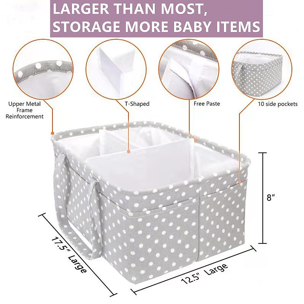 QiANBiRD Baby Diaper Caddy Organizer for Boy Extra Large Nursery Storage Basket Bin Portable Holder Tote bag for Changing Table Car baby shower gifts Registry Newborn Essentials Must Have item