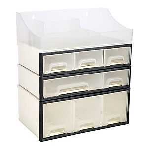 ROSELIFE Cosmetic Storage Box, Makeup Organizer, [TEAB] Drug Organizer Storage Box, Medicine Storage, Desktop Stationery Organizer, Kitchen Spices Organizer, 4 Pieces 8 Drawers, 5 Slots, Transparent