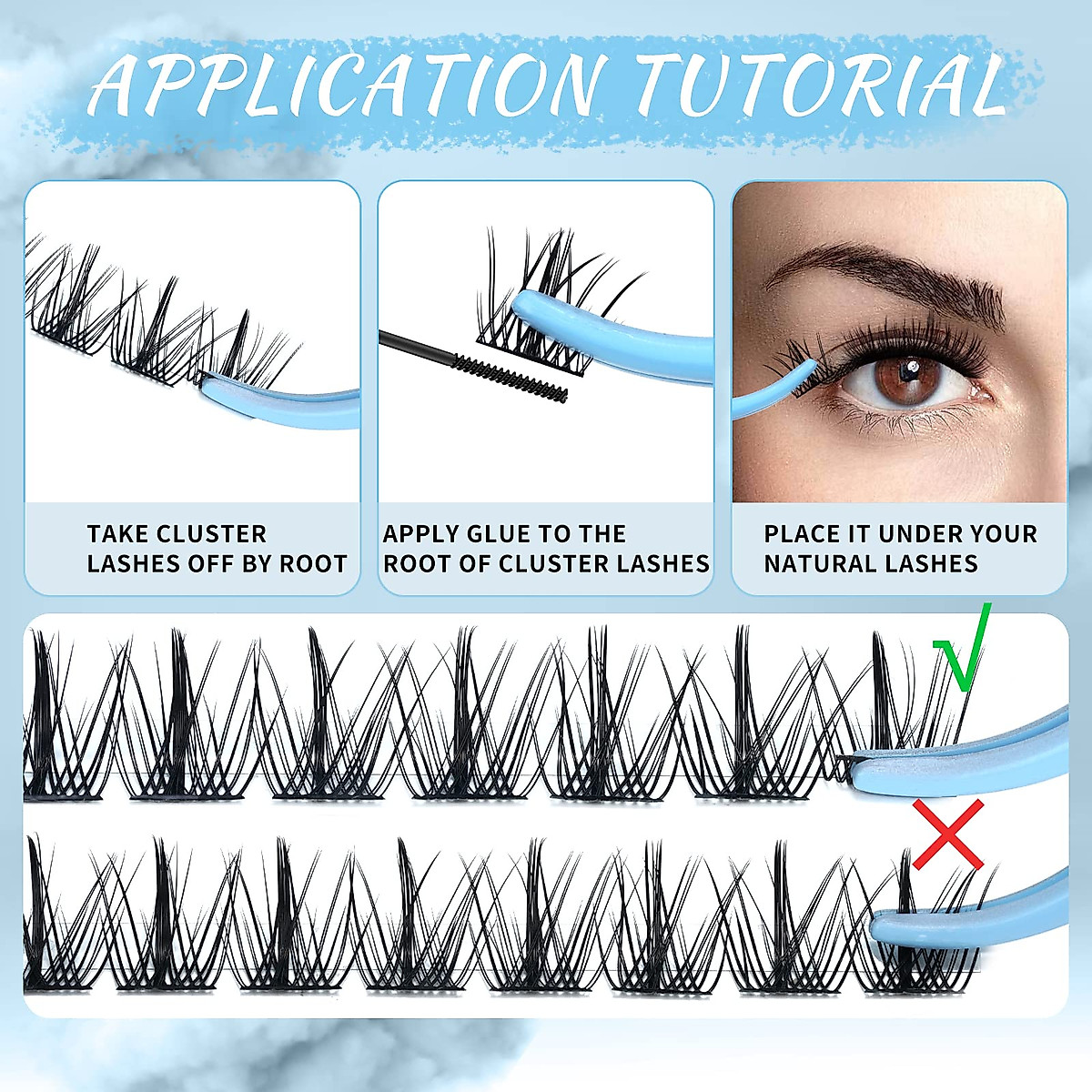 Lash Clusters 84 Pcs Cluster Lashes Natural Look DIY Lash Extension Lashes That Look Like Extensions Wispy Lashes Fluffy Eyelash Clusters Thin Band & Soft (Cloudy,D-8-16mix)