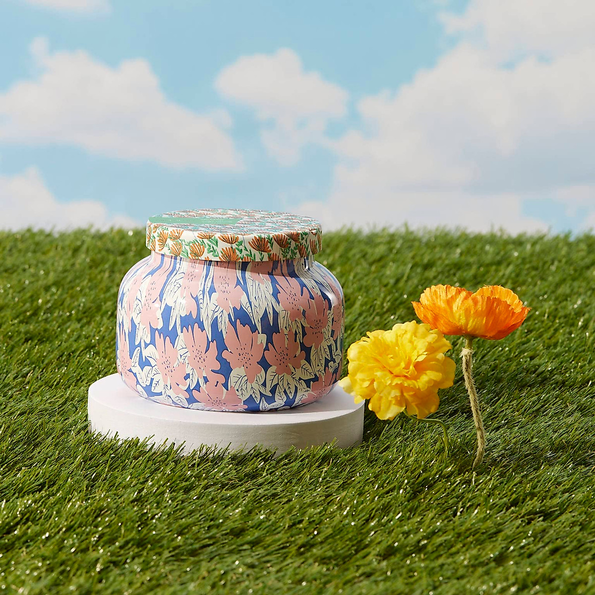 Capri Blue Volcano Candle - Pattern Play Signature Glass Jar Candle - Luxury Candle - Long Lasting Candles - Tropical Fruits & Sugared Citrus Scented Candle - Decorative Candles for Home Decor (19 oz)