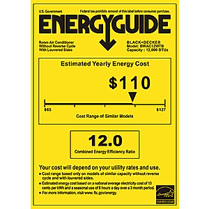 BLACK+DECKER BWAC12WT6 12,000 BTU Window Air Conditioner Unit, AC Cools Up to 550 Square Feet, Energy Efficient, White