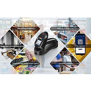 1D 2D Wireless Barcode Scanner, JRHC Portable Inventory Scanner with Charging Base Data Collector Barcode Reader Data Terminal 2 in 1 USB Connection & 2.4G Wireless Bar Code Scanners with 2.2" Screen