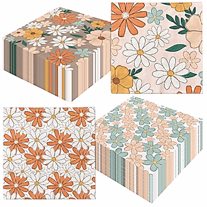 Boho Daisy Napkins,Vintage Floral Party Decorations 40pcs Boho Paper Napkins Vintage Flower Paper Napkins For Wildflower Bridal Shower Spring Summer Decorations