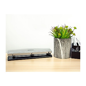 Bostitch Office 3 Hole Punch, 12 Sheet Capacity, All-Metal, Silver