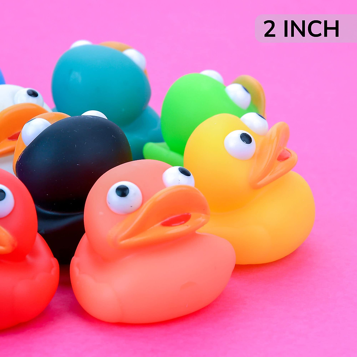 Rubber Ducks in Bulk - Ducky Eye Poppers 2 Inch - Easter Egg Fillers - Playset for Ducky Bath Toys 10 Pcs - Ducky City Rubber Duck - Baby Beach Pool - Bulk Gifts for Kids