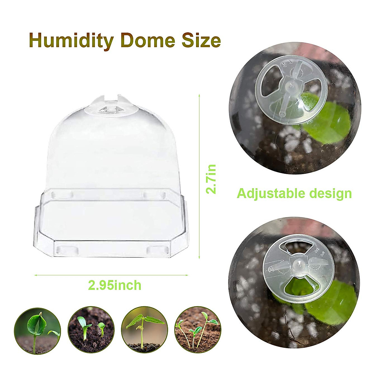 Cashger 10 Pack Plant Nursery Pots Sets 3" Thicken Soft Plastic Gardening Pot Little Planting Pots Seedling Cups with 10 PCS Labels, Humidity Lids and Trays