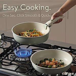 CAROTE Pots and Pans Set, Nonstick Cookware Set Detachable Handle, 11pcs Induction Kitchen Cookware Sets Non Stick with Removable Handle, RV Cookware Set, Oven Safe, Green