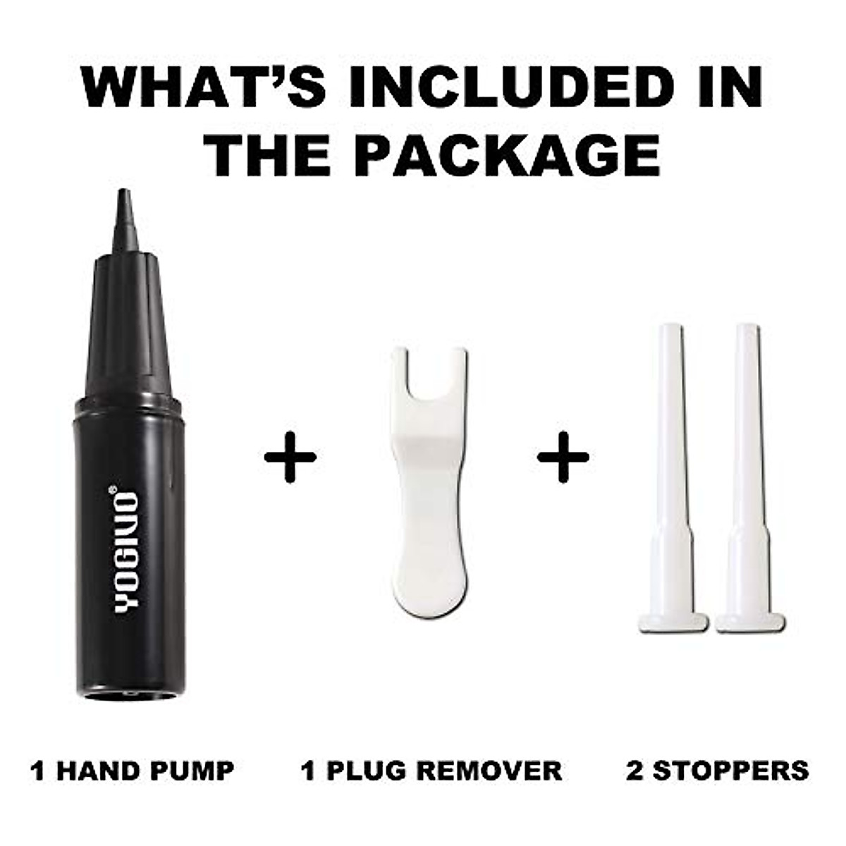 Exercise Ball Pump, Hand Air Pump for Stability Workout Yoga Ball, with 2 Plugs for Valve & 1 Plug Remover for Easy Deflation (Hand Pump)