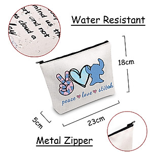 JXGZSO Cartoon Love Gift Hawaiian Bags Party Peace Love Cosmetic Bag With Zipper Movie Inspired Makeup Bag