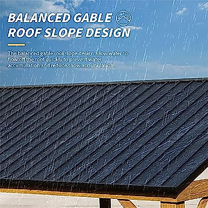 EMKK 12x20ft Hardtop Gazebo, Galvanized Steel Gable Roof Gazebo Pergola with Wood Grain Aluminum Frame, Hardtop Gazebo,Outdoor Permanent Gazebo Pavilion for Patio, Backyard, Deck, Lawns