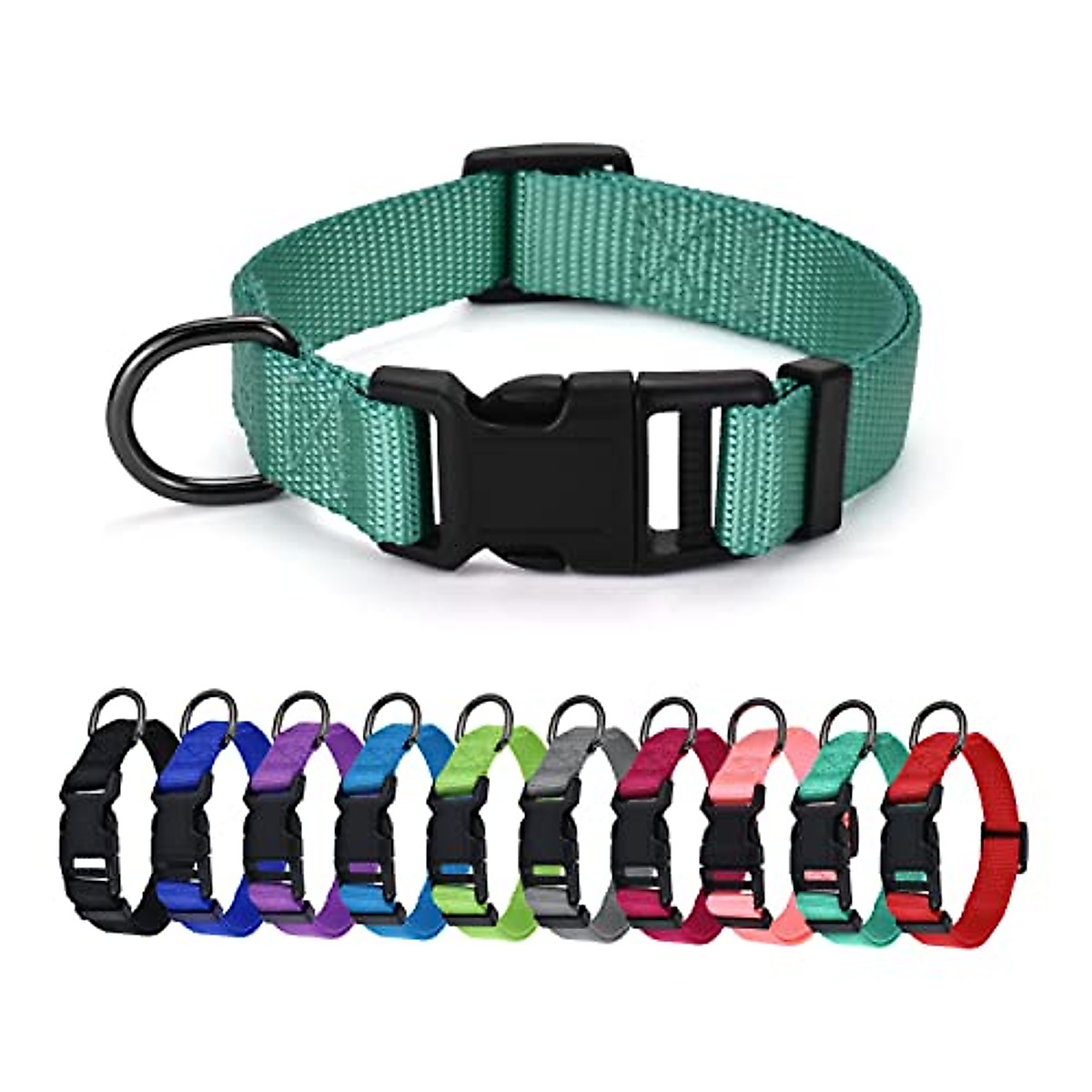 AUDWUD Thick Nylon Collar,Classic Adjustable Dog Collar in Multiple Colors,Suitable for Small, Medium and Large Dogs,4 Sizes