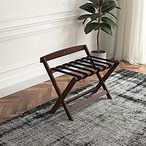 Household Products Wooden Foldable Luggage Rack Portable Hotel Luggage Storage Rack Modern Bedroom Suitcase Luggage Rack Luggage Storage Rack Can Bear 50Kg (Walnut)