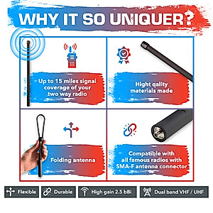 youRUSH 2 Pack BAOFENG BL-5 Extended Battery 3800 mAh Compatible with 2 way radio UV5R, BF-F8HP, UV-5X3 with USB Charging Cables with Tactical Foldable Antennas 18.7 Compatible with Baofeng Ham Radio
