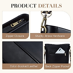 Missnine Crossbody Bags for Women Vegan Leather Crossbody Purse Fashion Shoulder Bucket Bag with Adjustable Guitar Strap