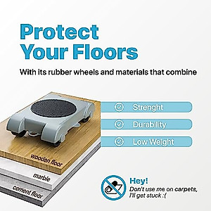 Heavy Duty Furniture Lifter - 4 Set Sliders with 8 Wheel Each for Easy Moving - Load Capacity up to 900lbs - Appliance Mover Dolly with Adjustable Height