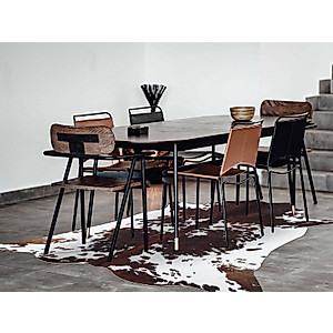 Guyi Rare Faux Cowhide Rug Cow Rug 5.2X4.6 Feet Rustic Chic Western Rugs for Bedroom Living Room Dining Room Brown Animal Rugs Cow Print Non Slip Cow Area Rugs Western Room Decor