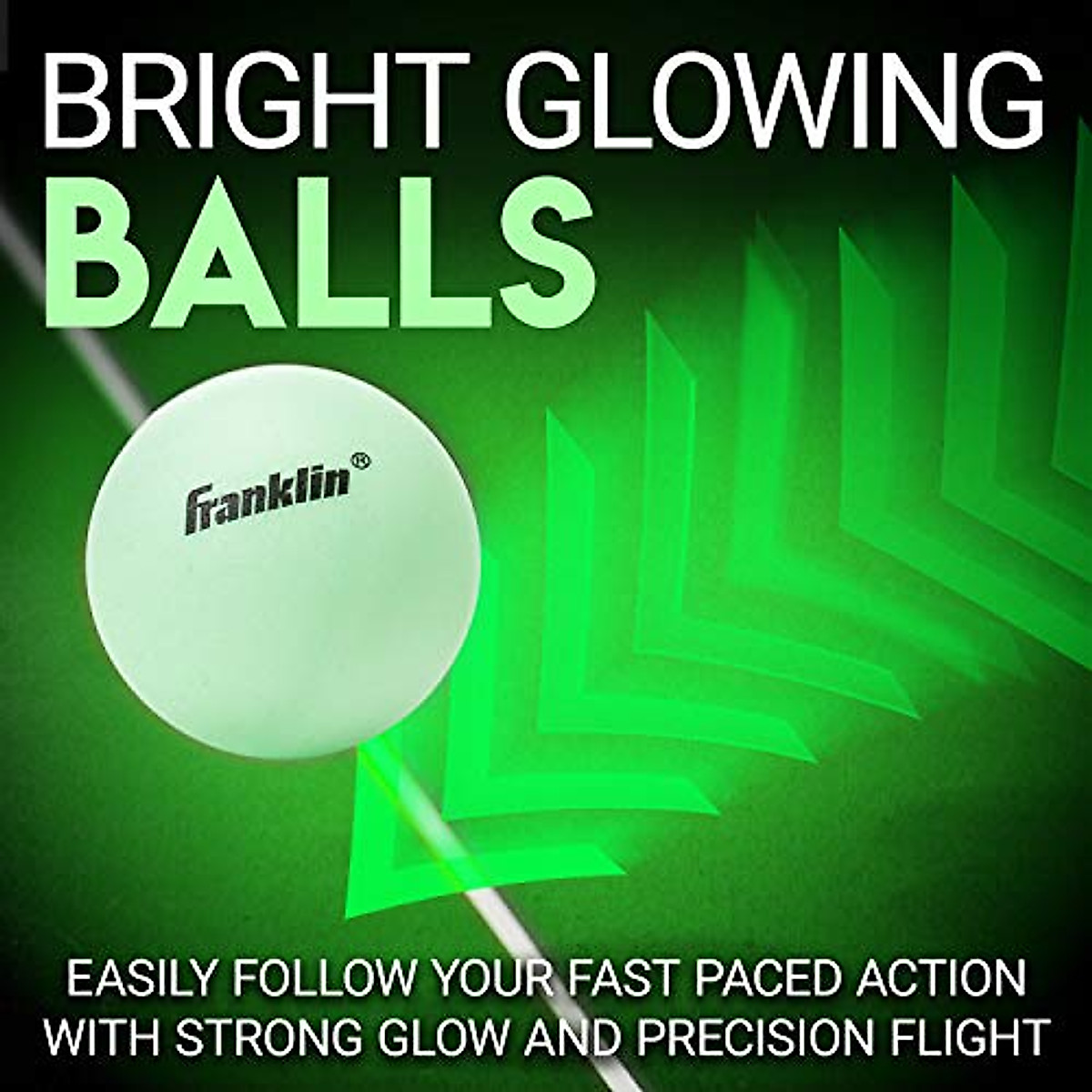 Franklin Sports LED Table Tennis Net and Glowing Paddles and Balls Oval, Black, One Size