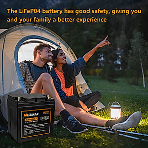 NERMAK 12V 36Ah Lithium LiFePO4 Deep Cycle Battery, 2000+ Cycles Lithium Iron Phosphate Rechargeable Battery for Solar, RV, Scooter, Marine, Electric Wheelchair, Trolling Motor Built-in 36A BMS