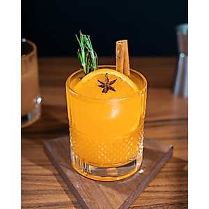 LEMONSODA Premium Double Rocks Vintage Whiskey Tumblers - Uniquely Designed Vintage Style Glass - Gifts for Whiskey Lovers/Men/Dads/Husbands (Set of 4)