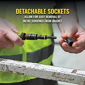 Klein Tools 32900 Impact Driver, 7-in-1 Impact Flip Socket Set with Handle, 6 Hex Driver Sizes plus a 1/4-Inch Bit Holder