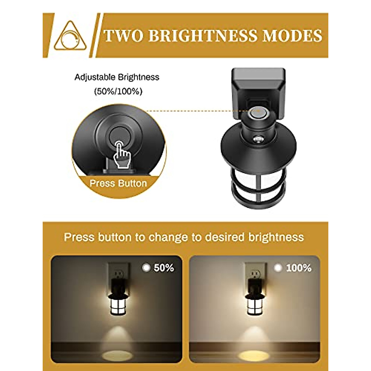Night Lights Plug Into Wall, DORESshop 2 Pack Night Light, Soft White 3000K Led Night Light with Dusk-to-Dawn Sensor, Dimmable Night Light for Bathroom Hallway Bedroom Kids Room Stairway