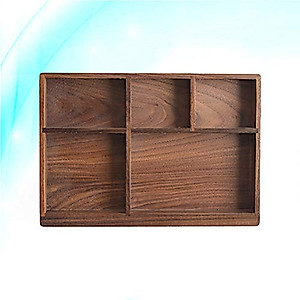 Black Walnut Western-style Drawer Type Cutlery Storage Box Desktop Solid Wood Storage Tray Tableware Organizer - 24x16.8x2.5cm (Picture 1)