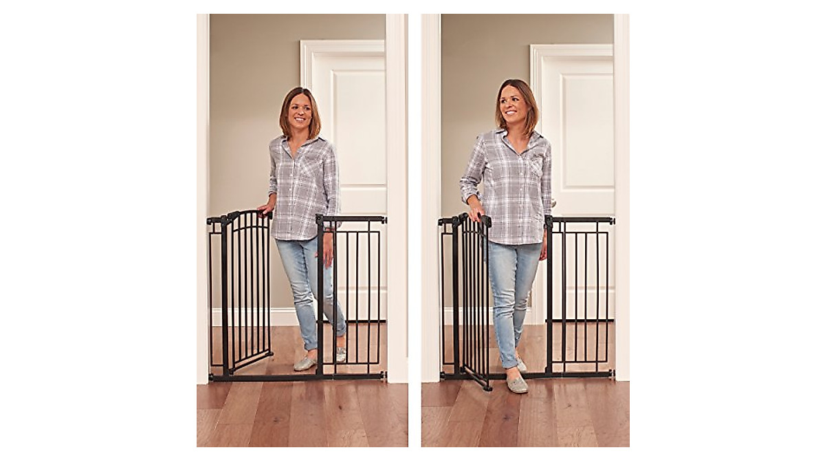 Evenflo Black Metal Walk-Thru Gate for Secure Childproofing