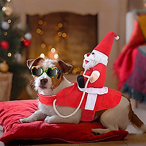 Dog Goggles, Christmas Small Dog Sunglasses, UV Protection Goggles with Adjustable Strap, Doggy Heart Shape Windproof Anti-Fog Pet Glasses for Puppy Eyes Wear Protective (Christmas-Green)