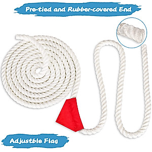 ZEROMX Tug of War Rope for Kids and Adults - 20Ft Tug of War Rope with Flag,Field Day Game,Carnival Games, Outdoor Games for Family - White