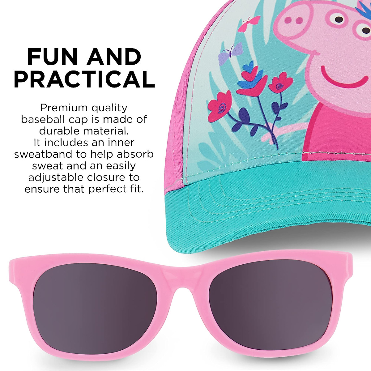 ABG Acessories Girls' Baseball Cap, Peppa Pig Adjustable Toddler Hat Ages 2-4