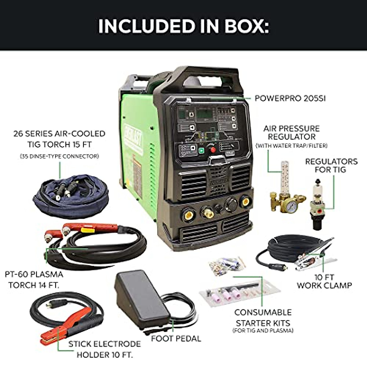 2021 PowerPro 256D DIGITAL 250 Amp AC/DC TIG Stick Advanced PULSE 60 Amp Plasma Multi-function Combo Welder