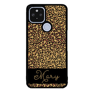 Leopard Skin Plain Personalized Black Rubber Phone Case Compatible With Google Pixel 8 Pro, 8a, 8, 7a, 7, Pixel 7 Pro, 6a, Pixel 6 Pro, 6, 5, 4a 5G, 4a 4G, 4, 4 XL, 3a, 3a XL, 3, 3 XL, 2 XL, 2