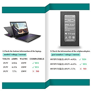 135W Laptop Charger Fit for HP Spectre x360 15 16 15-df 15-dc 15-ch 15-EB 15t 16-f 16t Series, Pavilion Gaming 17 15 Omen 15 17 Envy 14 15 17 Laptop TPN-CA13 TPN-DA11 L15534-001 Power Supply Cord