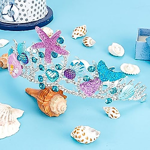 Didder Mermaid Crown Halloween Costume Seashell Starfish Hair Accessories for Women Girls, Birthday Party Decorations Tiara Headband Headpiece