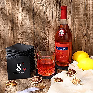 48 Pieces Slate Coasters Bulk, 4 x 4 Inch Black Stone Coasters Square Cup Coasters Set Handmade Drink Coasters Bar Coasters with Anti Scratch Bottom for Coffee Table Kitchen Home