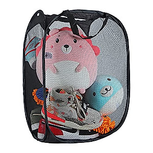 Nvatorfox 2 Pack Pop Up Storage and Laundry Hamper, Mesh Popup Laundry Hamper Portable, Durable Handles Collapsible for Storage and Easy to Open, for The Kids Room, College Dorm or Travel (Black)
