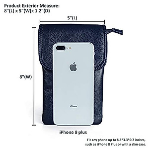 befen Cell Phone Crossbody Wallet Purse, Women Small Leather Crossbody Bag - Fit iPhone Xs Max (Navy Blue)