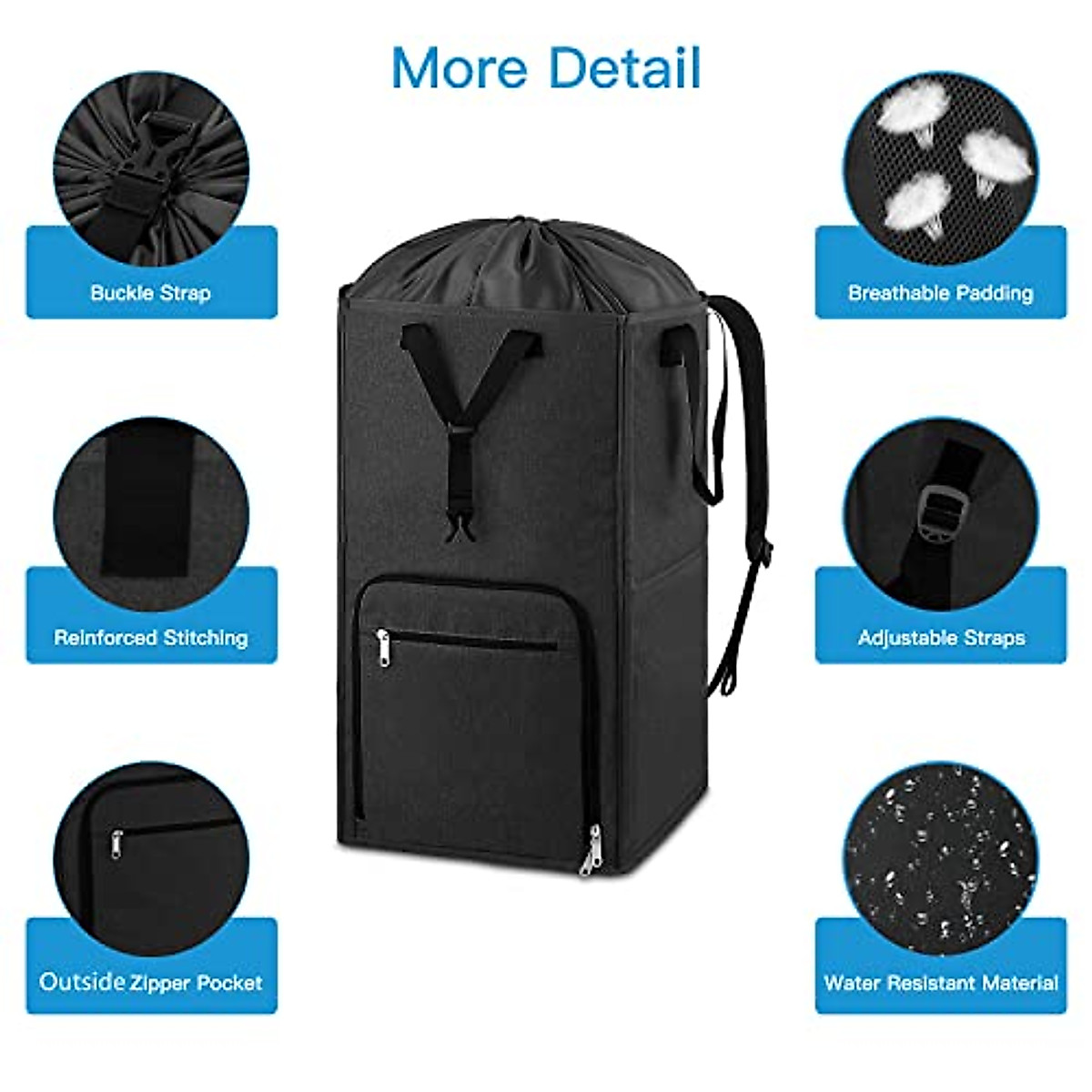 Laundry Backpack Bag, Bukere Extra Large 2 in 1 Laundry Hamper Basket for College Students Dorm Essentials, Adjustable Shoulder Straps, Freestanding Laundry Bag for Apartment, Laundromat, Travel